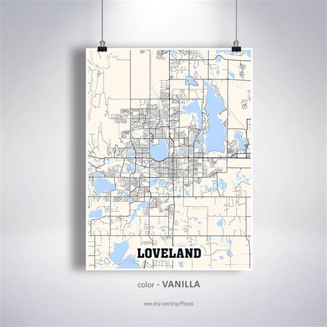 Loveland Map Print Loveland City Map Colorado Co Usa Map Etsy