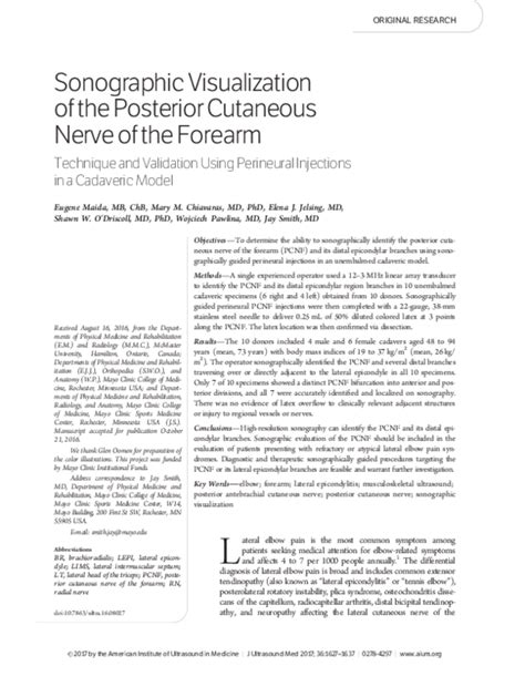 Pdf Sonographic Visualization Of The Posterior Cutaneous Nerve Of The Forearm Technique And