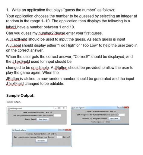 Solved Write An Application That Plays Guess The Number Chegg
