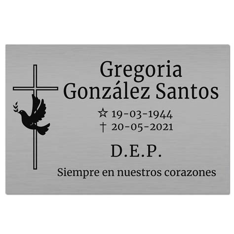 Placa Cementerio Placa Aluminio Difuntos Recordatorio Lapida D005