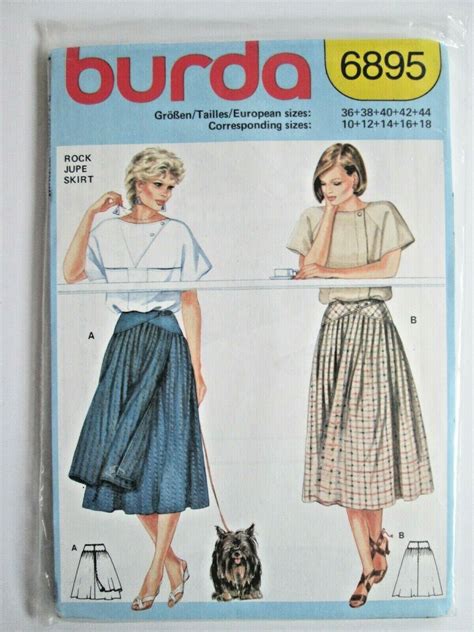 New Vintage Burda Sewing Pattern Skirt Layered Long High Waist Linen 80