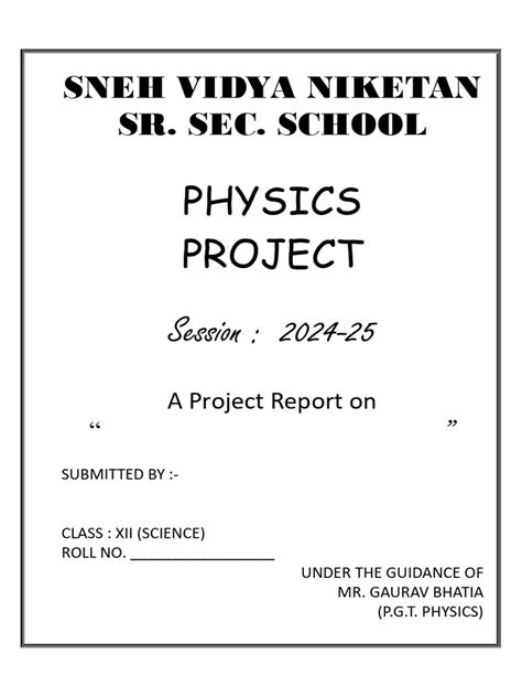 Physics Project Report First 4 Pages Pdf