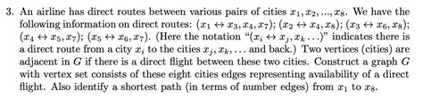 Solved An Airline Has Direct Routes Between Various Pairs Of Chegg
