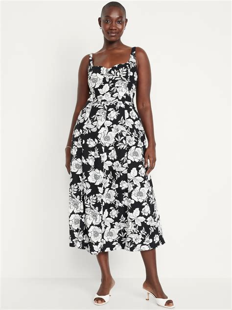 Fit And Flare Sleeveless Midi Dress Old Navy