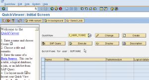 SQVI Quickviewer Sap Security Pages