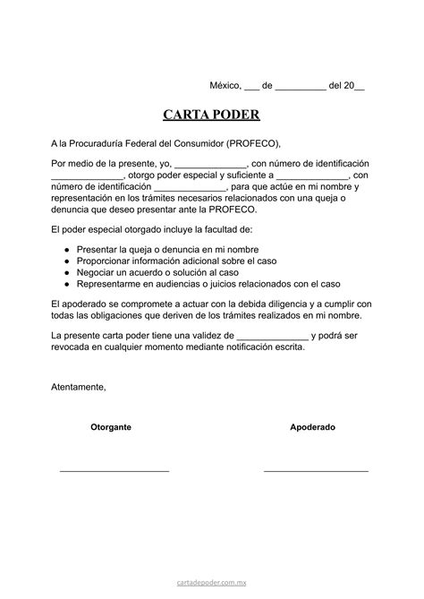 Carta Poder Simple Para Trámites Profeco 2025 ️