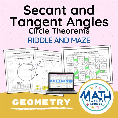 Geometry Circle Theorems Secant And Tangent Angles Riddle And Maze Classful