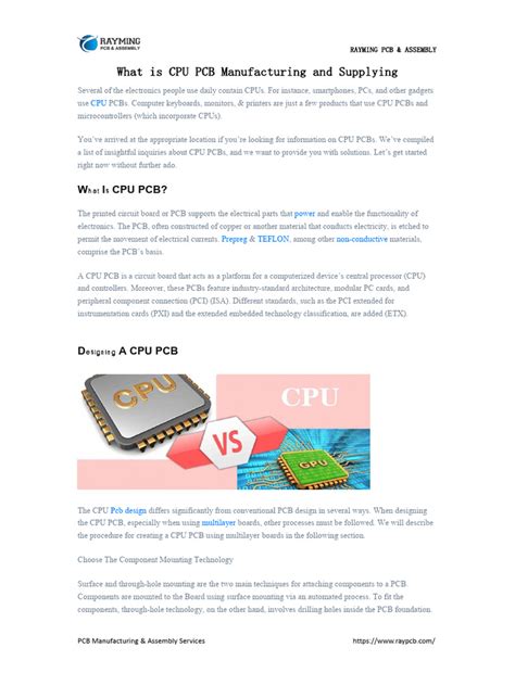 What Is Cpu Pcb Manufacturing And Supplying Pdf Printed Circuit