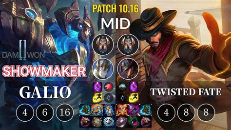 Dwg Showmaker Galio Vs Twisted Fate Mid Kr Patch 1016 Youtube