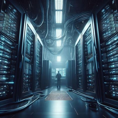 Premium AI Image Future Server Room AI Generated Illustration