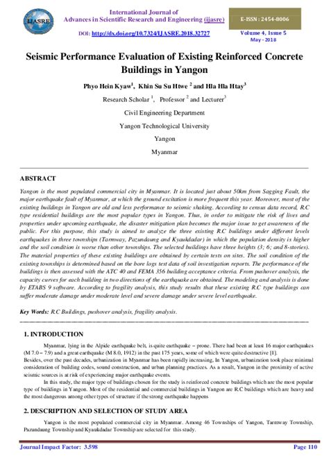 Pdf Seismic Performance Evaluation Of Existing Reinforced Concrete