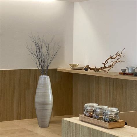 Uniquewise Bamboo Cylinder Floor Vase Handcrafted Tall Decorative