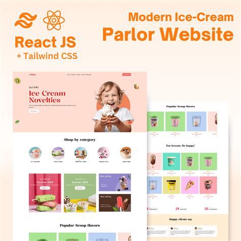 Modern Ice Cream Shop Template With React And Tailwind — K2infocom Buymeacoffee
