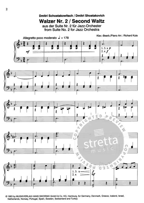 Walzer Nr 2 Von Dmitri Schostakowitsch Im Stretta Noten Shop Kaufen