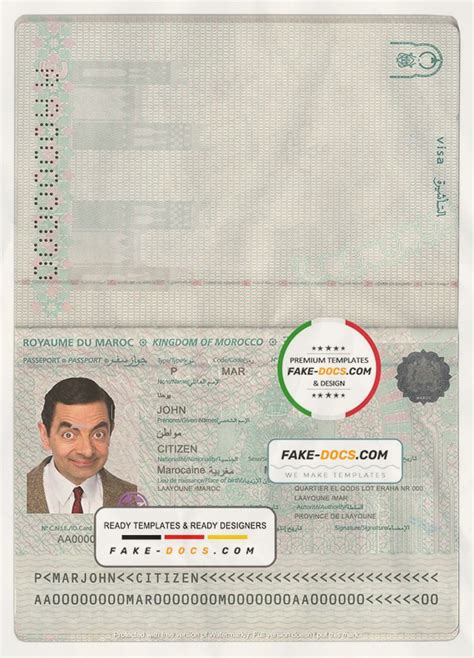 Morocco Passport Psd Template Fake Docs