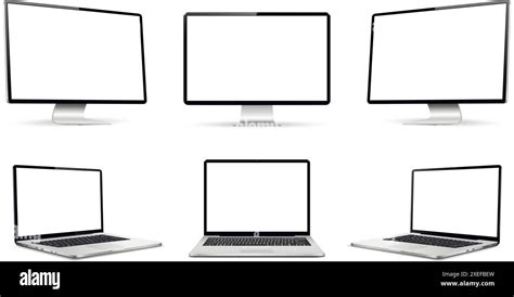 Realistic Computer Screen With Laptop Mockup Computer Display And