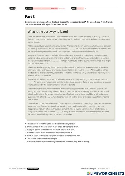Reading Part 3 … Free Interactive Worksheets 2451330
