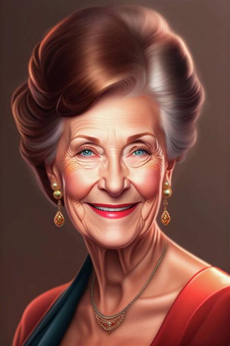 Portrait Beautiful Older Woman Ai Generated Beauty Digital Art By More