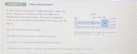 solved example 12 1 a block spring system x 0 a 185 9 block