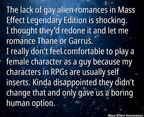 Mass Effect Confessions Confession The Lack Of Gay Alien Romances In