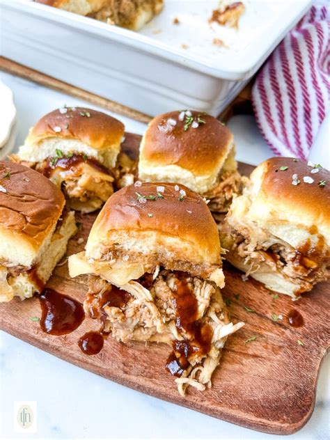 Shredded Bbq Chicken Sliders The Feathered Nester