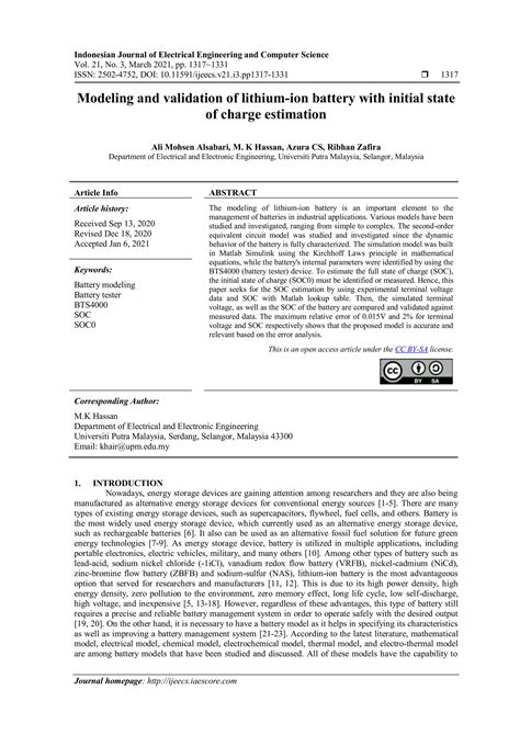 Modeling And Validation Of Lithium Ion Battery With Initial State Of Charge Estimation Pdf