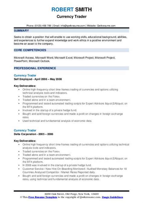 10 Currency Trader Resume Samples Templates For 2025