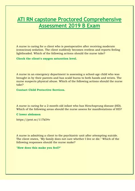 Ati Rn Capstone Proctored Comprehensive Assessment 2019 B Ati