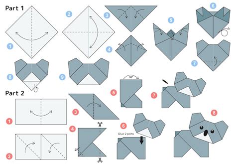 Tutorial De Esquema De Origami Koala Modelo En Movimiento Origami Para