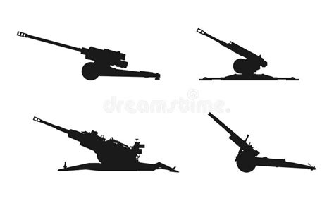 Howitzer And Artillery Gun Icon Set Army Artillery Systems Isolated