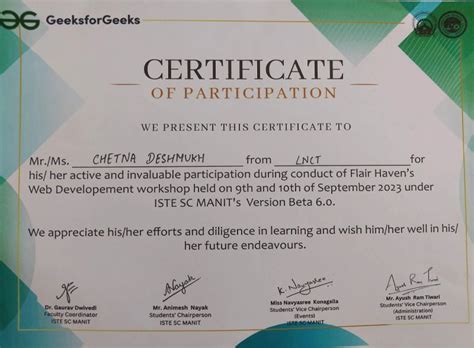 Chetna Deshmukh On Linkedin This Is The Certificate Of The Very First Workshop That I Attended