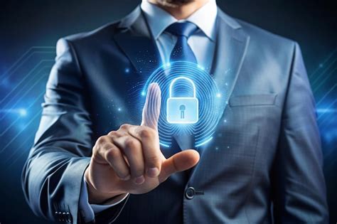 Businessman Using Fingerprint Scanning Unlock And Access To Business