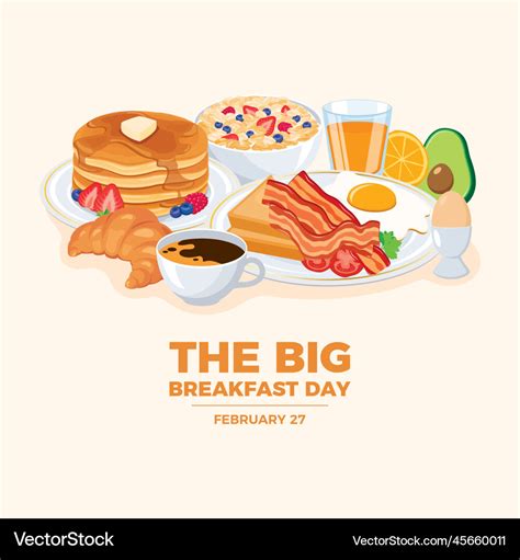 Big Breakfast Day Poster Royalty Free Vector Image