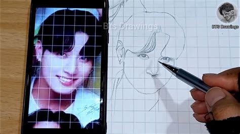 Bts Group Drawing Easy Sketch Full Outline Tutorial Using Grid Artist App Youtube