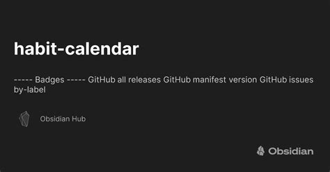Habit Calendar Obsidian Hub Obsidian Publish