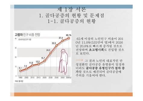 노인의 골다공증 골다공증 현황과 문제점 골다공증 정의 골다공증 원인 요인 및 분류 골다공증 증상과 합병증 골다공증 진단 골다공증