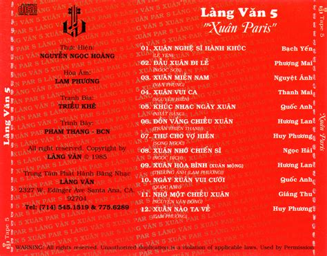 Chia Sẻ âm Nhạc Làng Văn Tape 5 Xuân Paris Nrg
