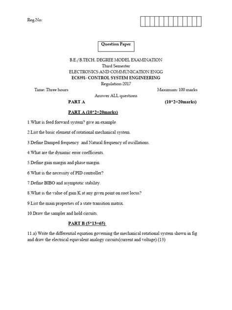 Ec8391 Control Systems Engineering Pdf Control Theory Electronic Engineering