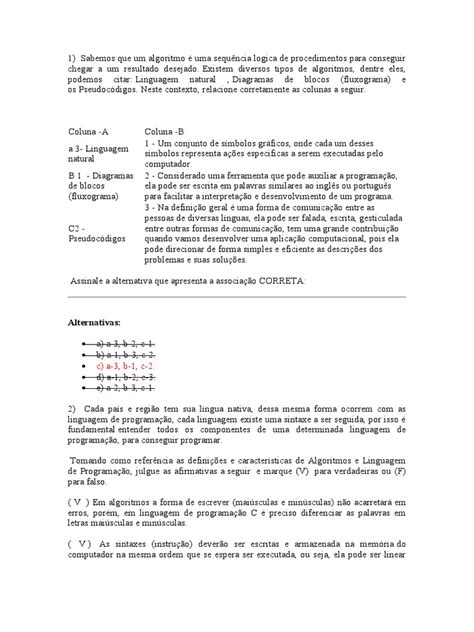 Ad 01 Algoritmo E Programação Estruturada Pdf Ponteiro