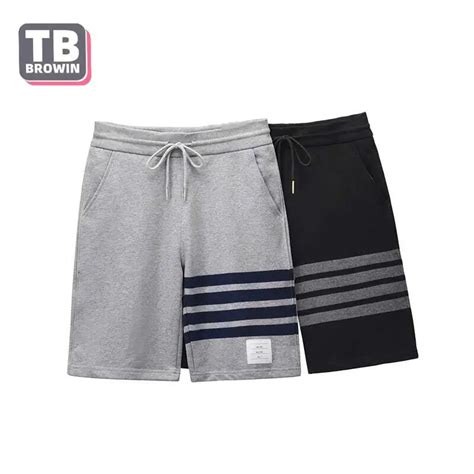 Tb Browin 여름 남성용 반바지 순면 직조 대비 4 바 캐주얼 바지 스웨트 팬츠 Aliexpress