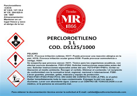 PERCLOROETILENO 1 L Tiendas MR 1866