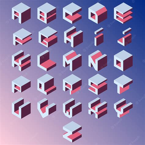 Premium Vector 3d Square Alphabet Set Letters