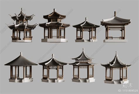 中式凉亭3d模型下载【id1151804528】知末3d模型网