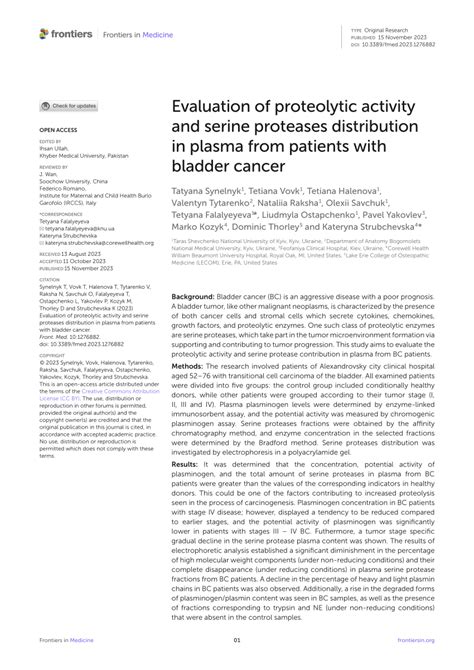 Pdf Evaluation Of Proteolytic Activity And Serine Proteases