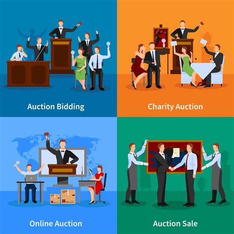 Auction People 4 Flat Icons 478032 Vector Art At Vecteezy