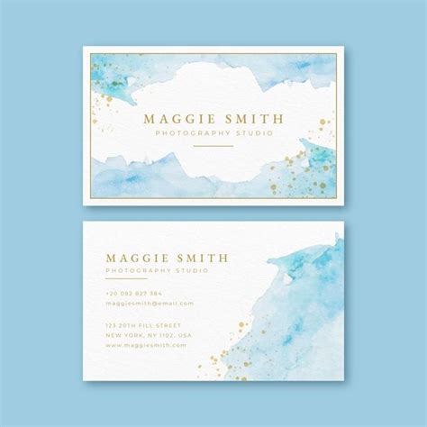 Watercolor Elegant Double Sided Business Card Template Watercolour