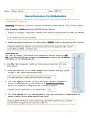 Exploring Free Fall Physics In A Laboratory Simulation Course Hero