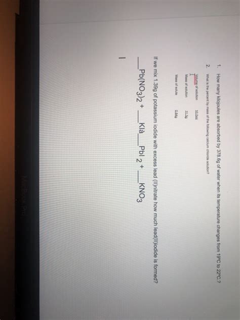 Solved 1 How Many Kilojoules Are Absorbed By 378 6g Of