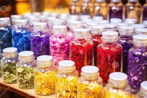 Raw Materials Variety Of Fragrance Oils Used For Scented Candles Stock