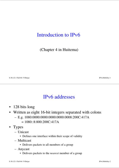 PDF Introduction To IPv6 Chapter 4 In Huitema S 38 121 Fall 04